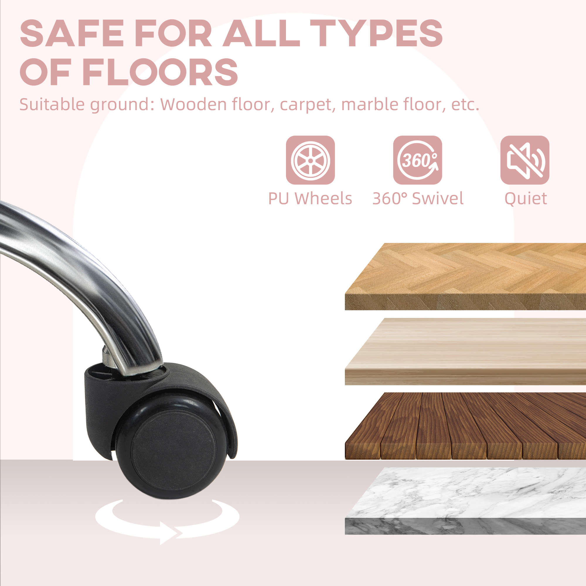 HOMCOM Fluffy Desk Chair, Armless Students Chair, Makeup Vanity Chair ...