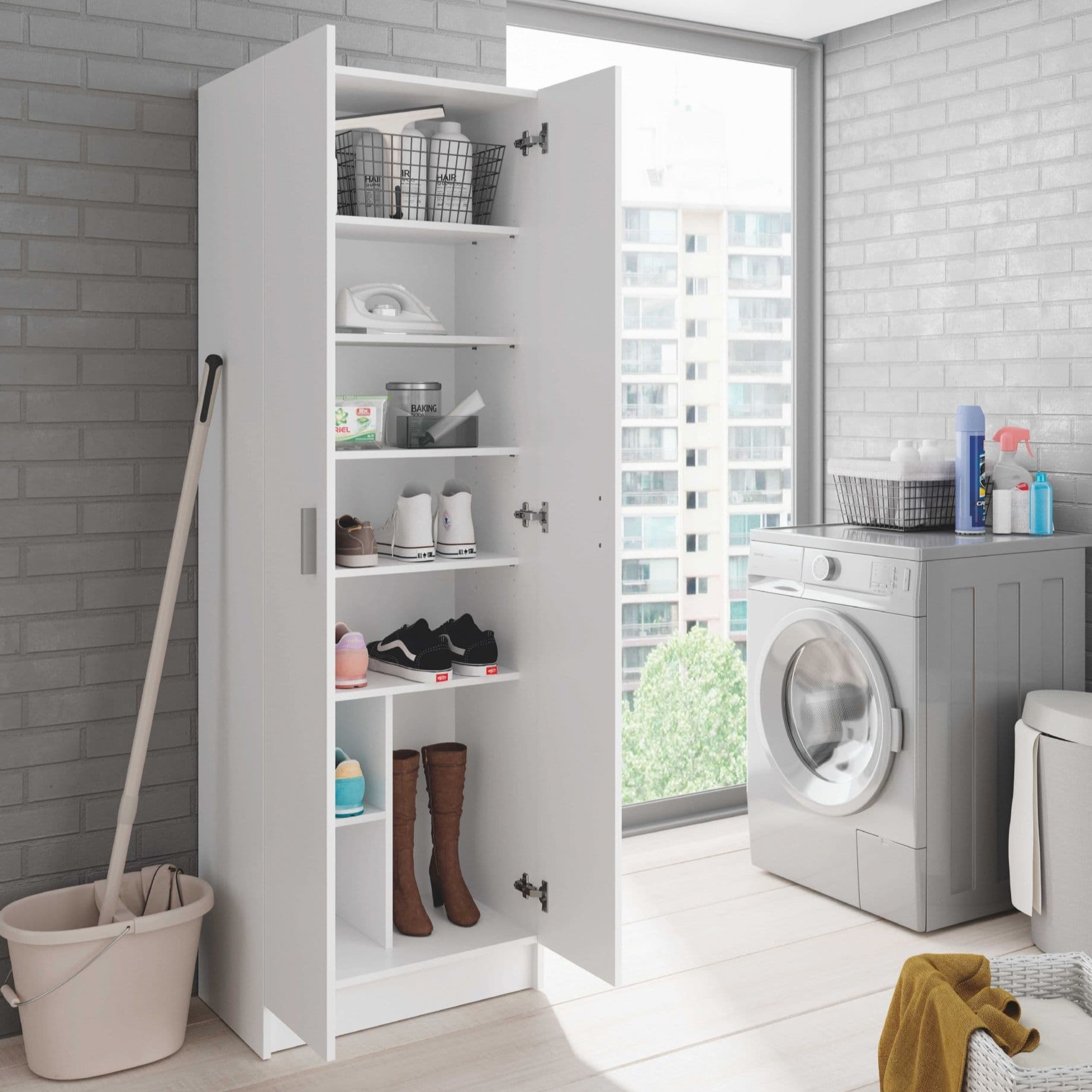 Eva Storage Cupboard | White Matt Finish – Wide Design with Adjustable ...