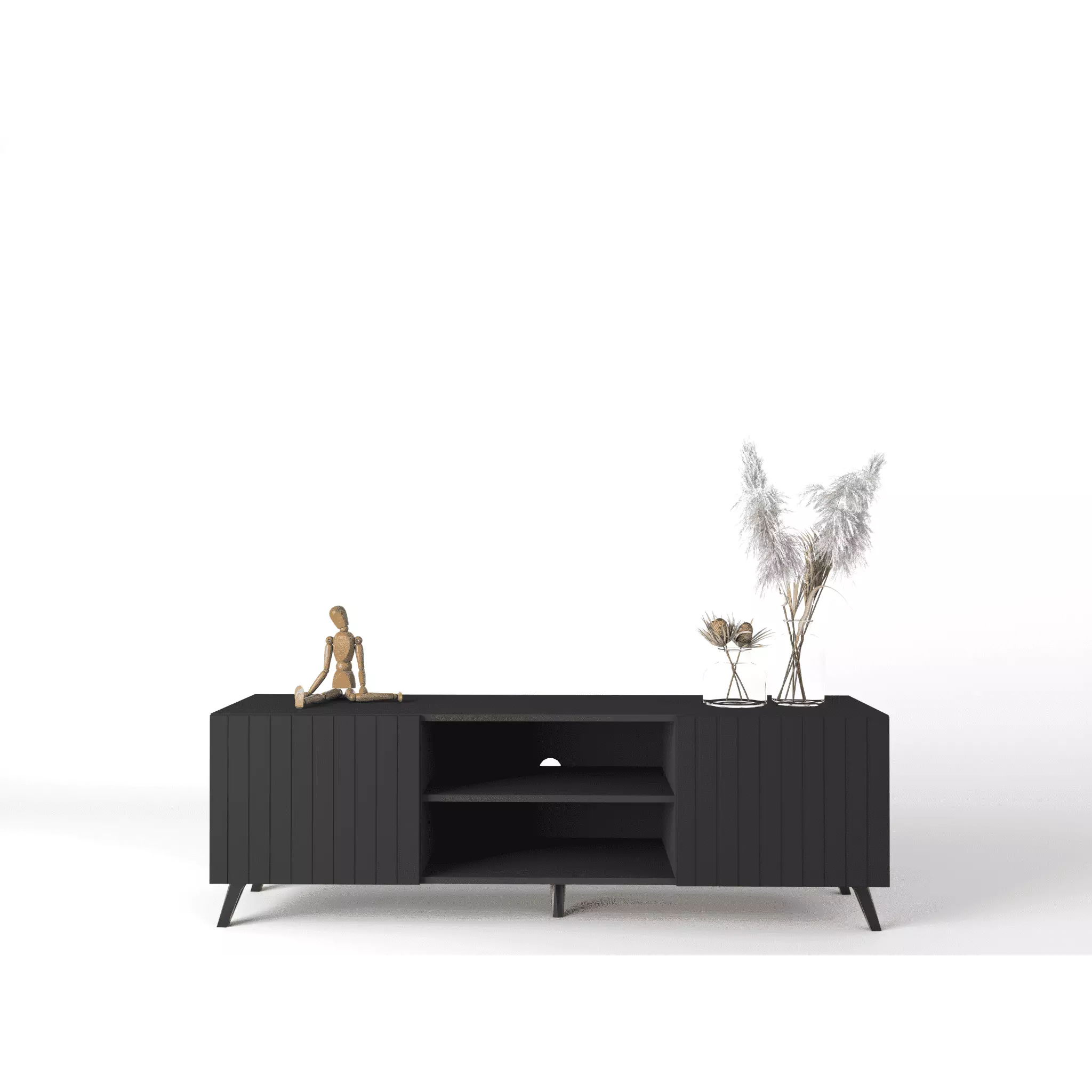 Ascot Large TV Cabinet Unit Matte Black